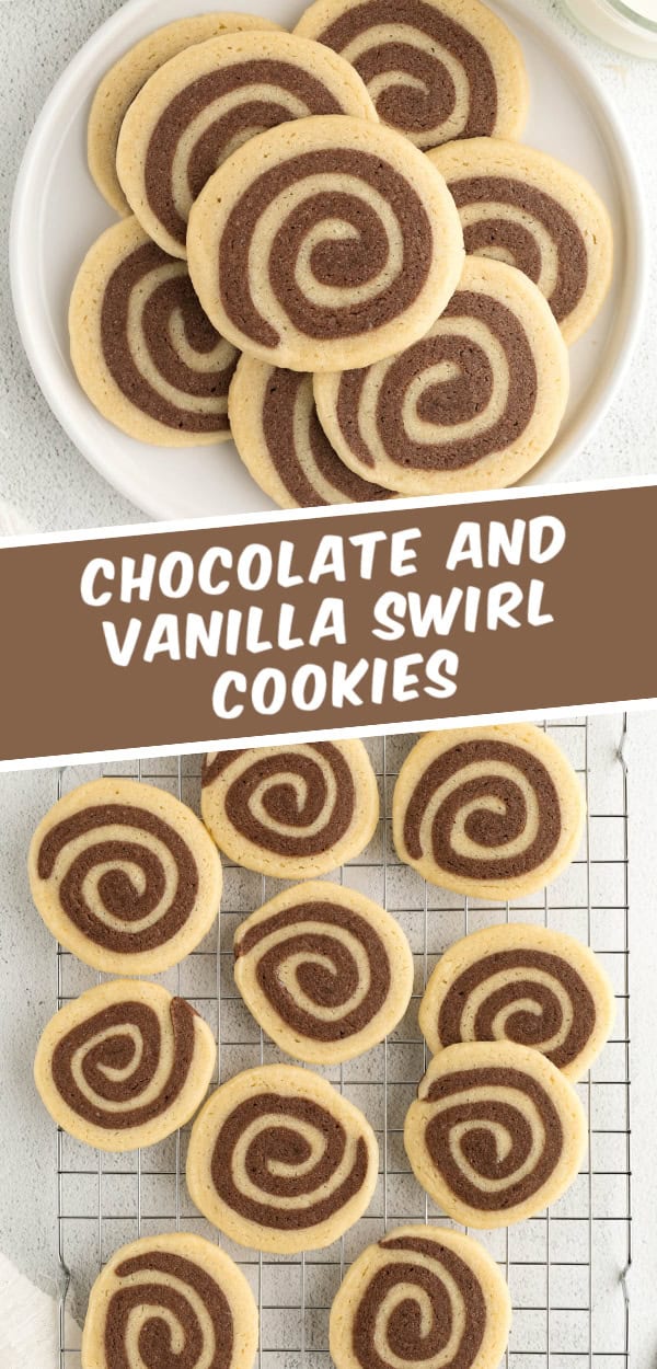 Chocolate and Vanilla Swirl Cookies (Pinwheel Cookies) - Spoonful of Flavor