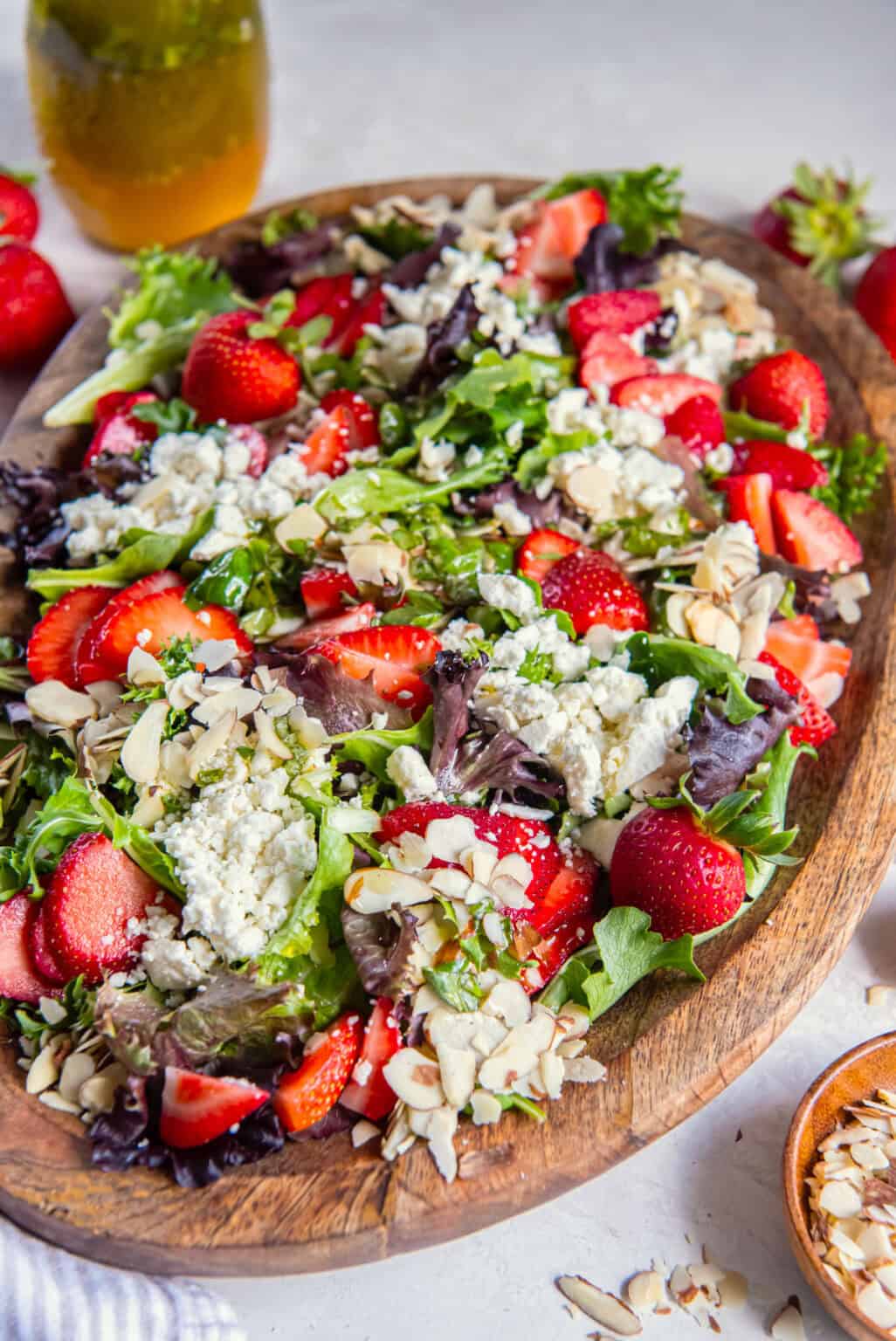 Strawberry Goat Cheese Salad with Basil Vinaigrette - Spoonful of Flavor